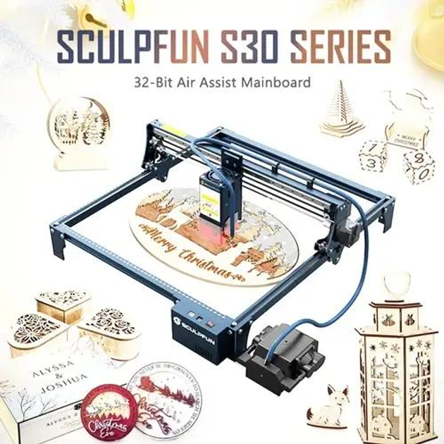 Лазерный гравёр лазер для порезки фанеры и дерева SCULPFUN S30 5 Вт ...