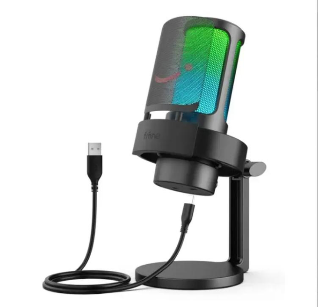 Микрофон конденсаторный настольный игровой FIFINE A8 AmpliGame с RGB ...