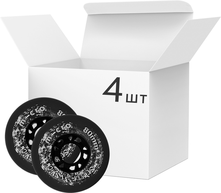 Набор колес для роликовых коньков Micro MT Plus Black 80 мм 4 шт (MSA ...