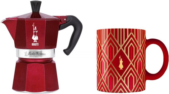 Гейзерная кофеварка Bialetti Moka Express Red 130 мл + Кружка 330 мл ...