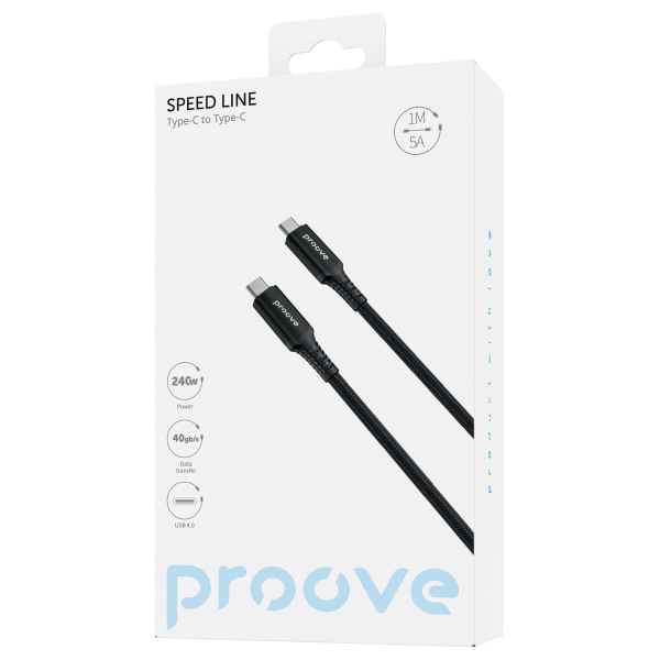Кабель Proove Speed Line Type-C to Type С 240W USB 4.0 1m Black – фото, отзывы, характеристики в ...