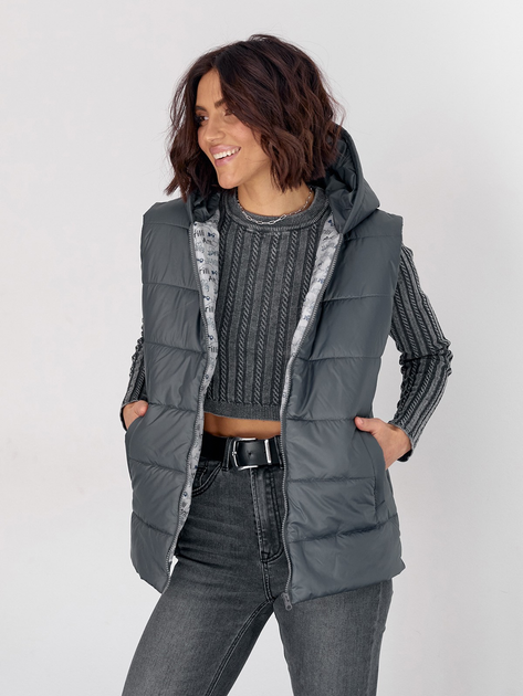 Теплый жилет удлиненный женский ISSA PLUS SA-442 2XL Серый ...
