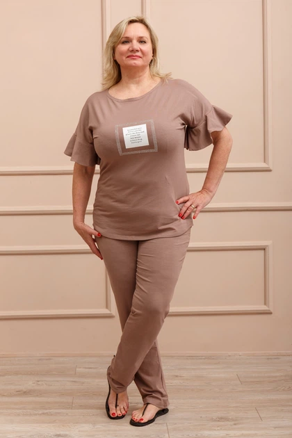 Брючный костюм с блузой Zeta-m 78789 цвет мокко размер 54 от продавца ...