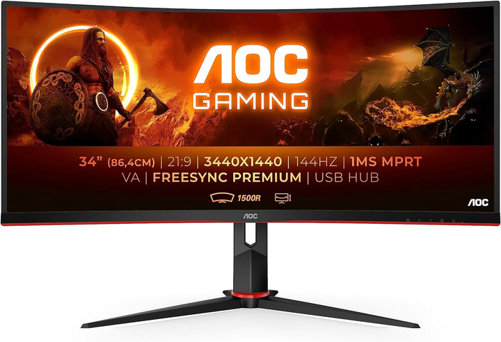 Монитор 34" AOC CU34G2X/BK 4K VA 144 Гц g1 – фото, отзывы ...