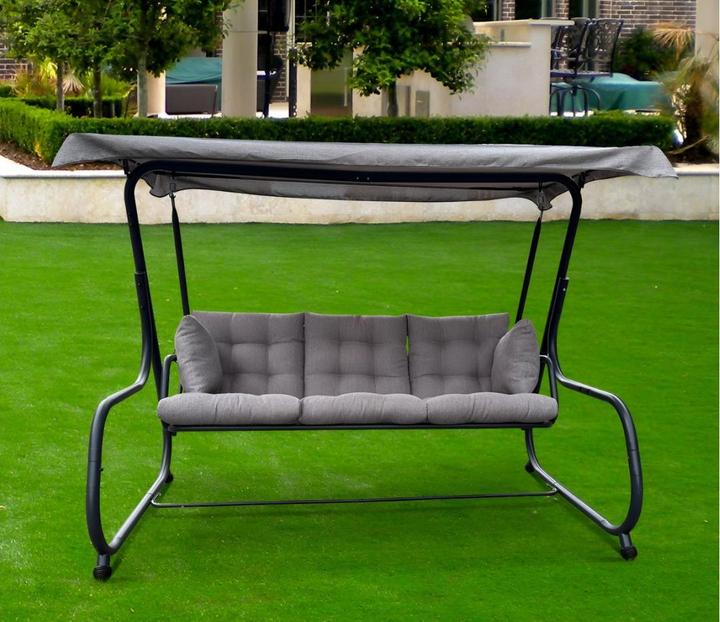 Качели садовые GardenLine KRE3125 серые 210x120x170 см с навесом для ...
