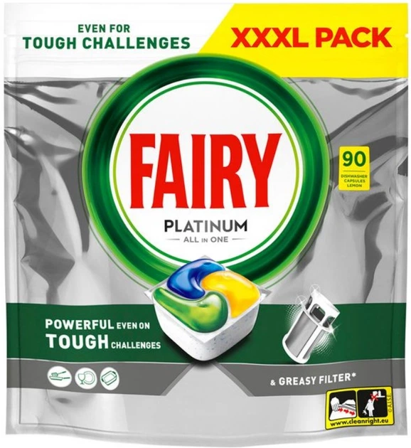 Капсулы для посудомоечных машин Fairy Platinum Лимон 90 шт ...