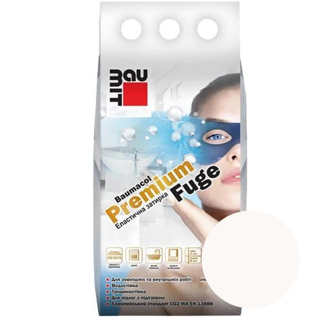 Затирка для плитки Baumit Baumacol PremiumFuge эластичная белая 2 кг ...
