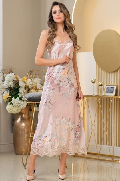 Длинная элегантная сорочка Mia-Amore 3728 44(M) Пудра от продавца: Swimwear & Beachwear – в ...