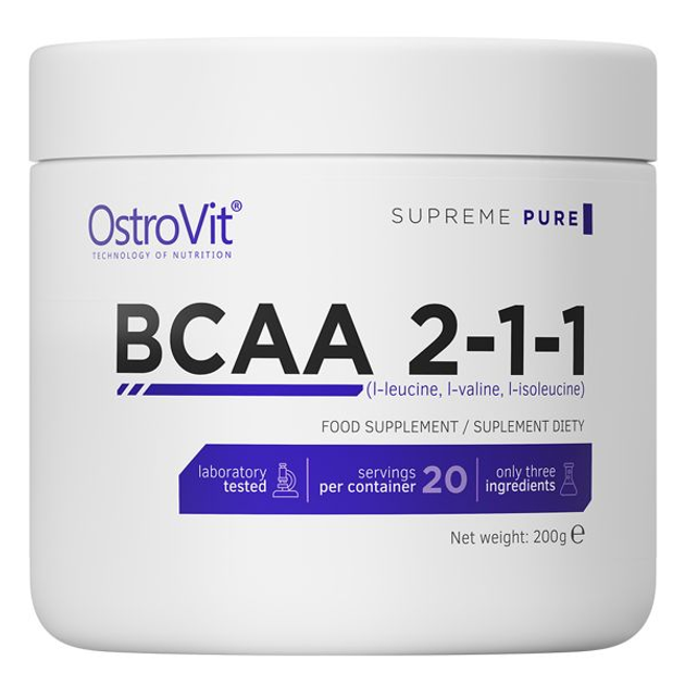 Аминокислота BCAA 2-1-1, 200 грамм Без вкуса OstroVit 000290634 – фото ...