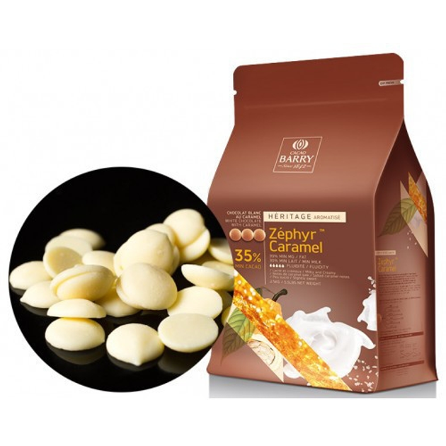 Бельгийский шоколад белый с карамелью Zephyr 35%, Barry Callebaut, 100 ...