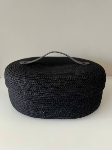 Корзина бавовняна для зберігання з кришкою чорна 35*20*15 см корзина зі ...