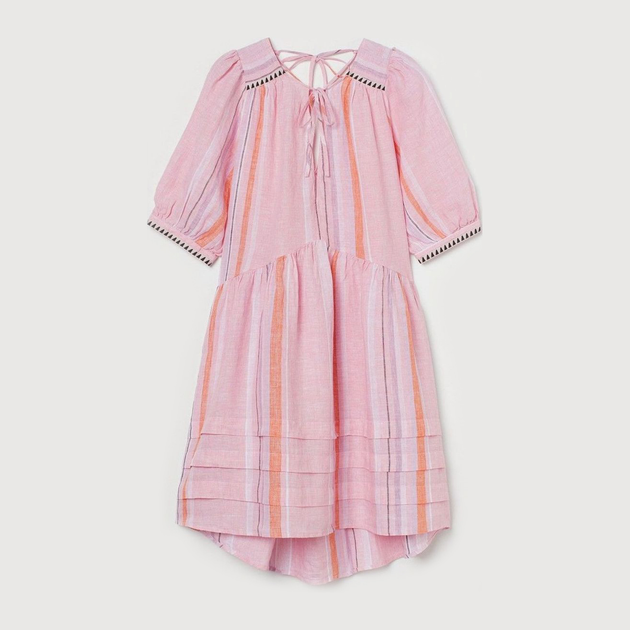 Платье короткое летнее женское H&M 0963658_оранж.кор.бел.пол XL Розовое ...