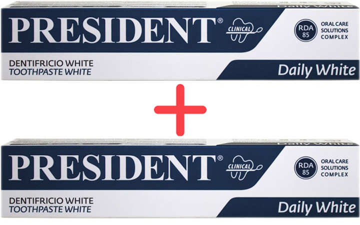 Упаковка зубной пасты President White 75 мл х 2 шт (8030009700597 ...