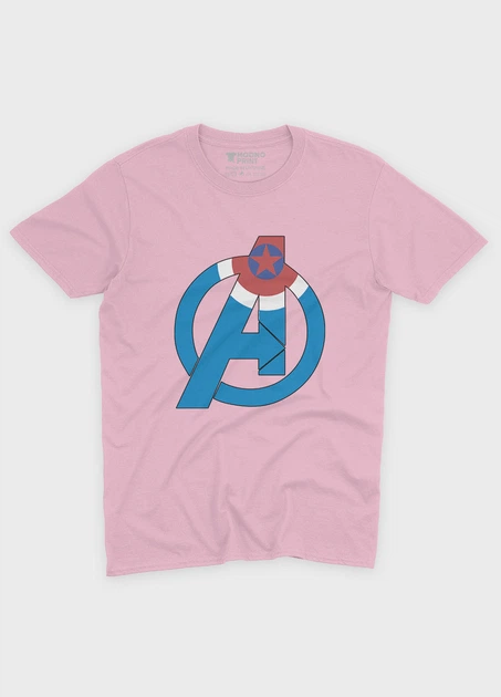 Футболка MODNO з принтом супергероя - Капітан Америка 156-164 см Блідо-рожевий (TS001-1-LPINKJ ...