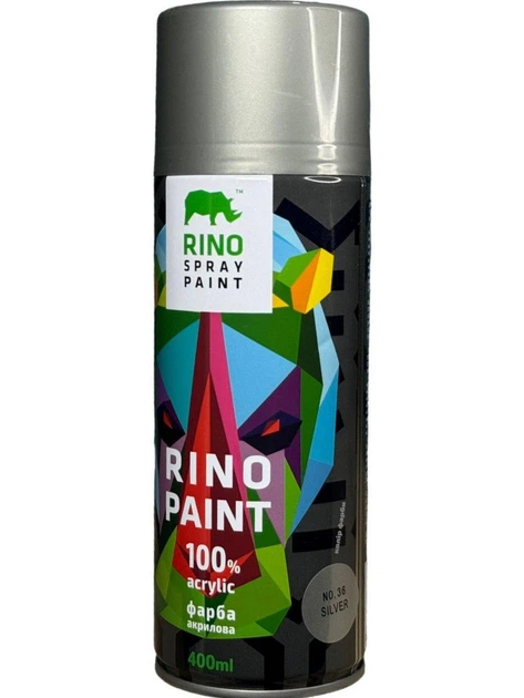Аэрозольная краска Rino Spray Paint Metallic 400мл серебро (RP-36 ...