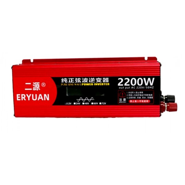 Інвертор автомобільний 12V-220V 2200W Чистий синус з Вольтметром ...