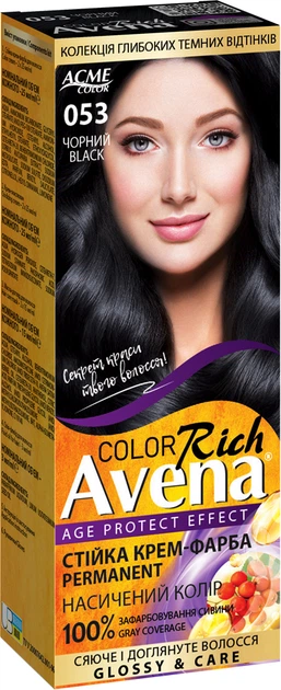 Стійка крем-фарба для волосся Avena Color Rich 053 Чорний 138 мл ...