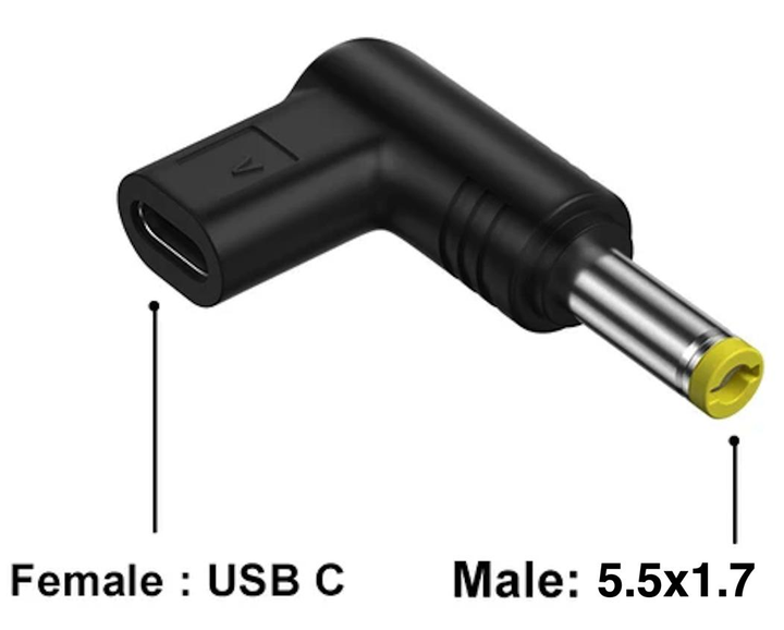 Переходник Type-C PD 100W на DC 5.5x1.7 мм. 19V для зарядки ноутбука ...