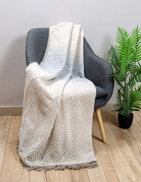 Плед-покривало Aksu бавовняний 180780 Tronc бежевий полуторний 150х200 ...