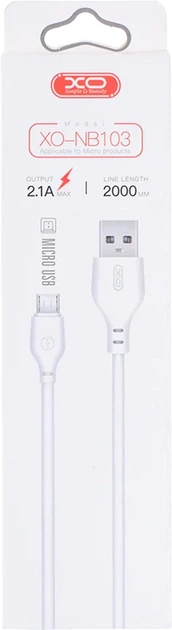 Кабель XO microUSB NB103 2.1A 2 м White (NB103-M2-WH) – фото, отзывы, характеристики в интернет ...
