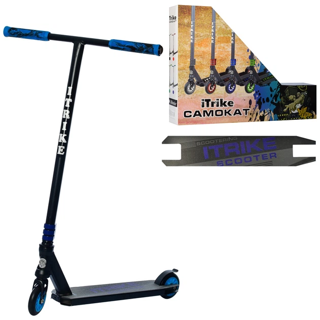 Трюковий самокат iTrike SR 2-068-2 колеса 100 мм, Чорно-синій – фото, відгуки, характеристики в ...