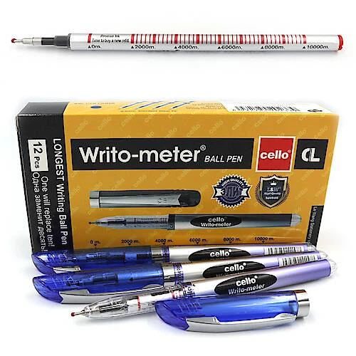 Ручка масляна "Writo-meter" 10км, 0,5мм, синя, ціна за 12 штук Cello ...