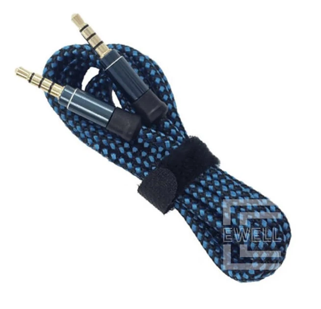 Кабель Ewell Audio 3.5 мм, 4pin M/M 1.5 м, в обплетенні, синій (EW632) – фото, відгуки ...