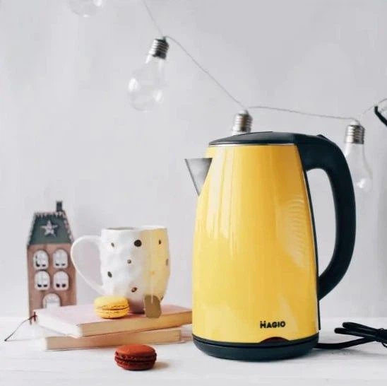 Електрочайник Magio MG-976 чайник-термос из нержавеющей стали для дома желтый 1.7 л 1800 Вт ...