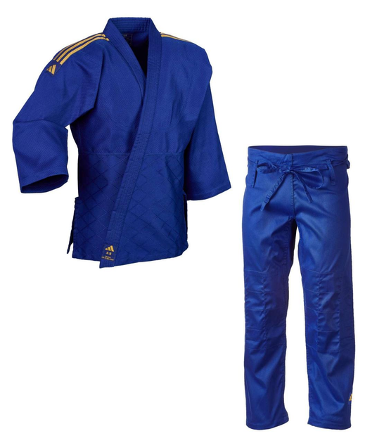 Кимоно для дзюдо Adidas Club J350B Blue золотые полосы р. 130 – фото ...