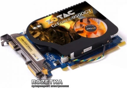 Видеокарта Zotac PCI-Ex GeForce 9500 GT 512MB GDDR2 (128bit) (550/667) (DVI, VGA, HDMI) (ZT ...