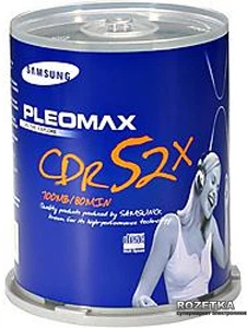 Pleomax Samsung CD-R 700 MB 52x Cake Box 100 шт (R80X5200CK) – фото ...