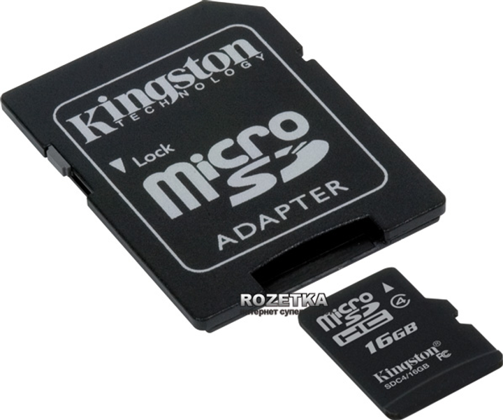 Карта памяти Kingston MicroSD 16GB Class 4 + SD-adapter (SDC4/16GB ...