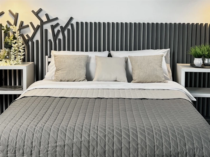 Покрывало Arcloud Double Face Бежевый/Серый двуспальное 180x215 см Стеганое (ELEPH SK+RD РОМБ ...