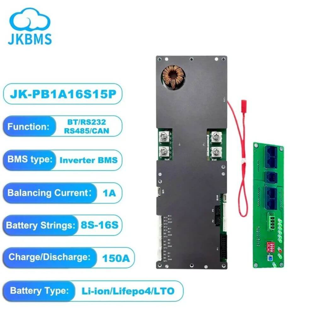 JK BMS PB1A16S15P ток 150A на 8S-16S балансировка 1A для Pylon, Deye, Victron, Must, Growatt ...