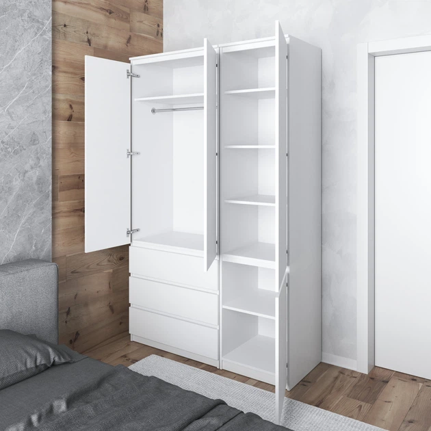 Шафа для одягу Vays в спальню з 3 шухлядами штангою та полицями без ручок R9 R22 Венге Темний