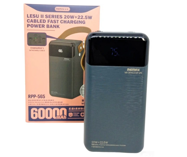 Портативная батарея Remax RPP-565 60000mAh Power Bank PD20W+QC22.5W Grey – фото, отзывы ...