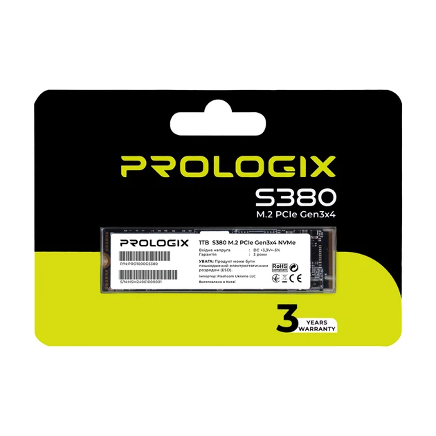 Накопичувач SSD 1TB Prologix S380 M.2 2280 PCIe 3.0 x4 NVMe TLC (PRO1000GS380) TT – фото ...