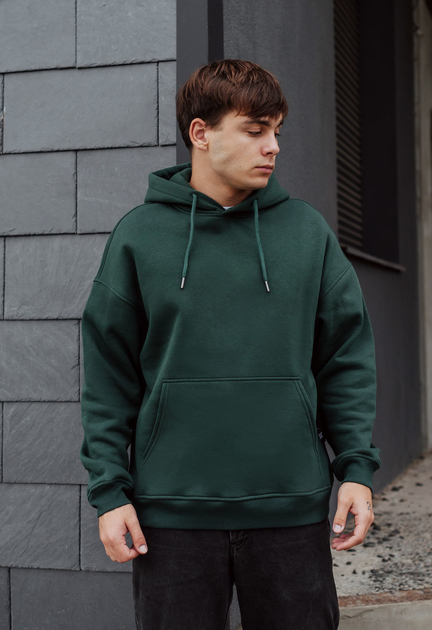Худи зеленое с капюшоном кофта для мужчины Staff emerald oversize ...