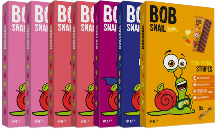 Набір натуральних цукерок Bob Snail Асорті страйп 84 г х 7 шт
