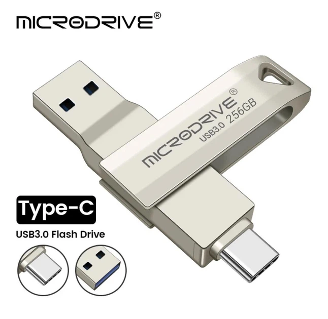 Флеш накопичувач MICRODRIVE 2 в 1 USB 3.0/Type C 256Гб – фото, отзывы ...