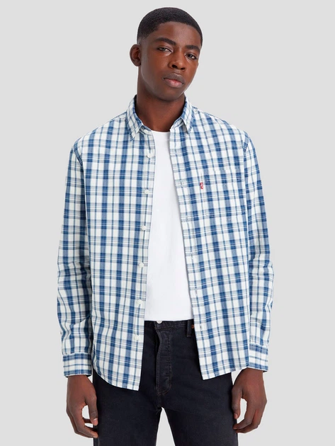 Рубашка хлопковая мужская Levi's 85746-0152 M Бело-синяя (5401157371466 ...