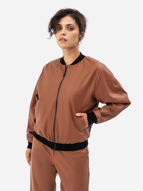 Бомбер из искусственной кожи женский Garne Sofo 3041467 3XL Коричневый ...