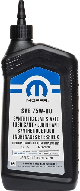 Трансмиссионное масло Mopar Synthetic Gear 75W-90 946 мл (68218655AC ...