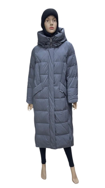 Пуховик женский Mishele удлиненный стеганый с капюшоном 25504 54 серый – Брендовая одежда | ROZETKA
