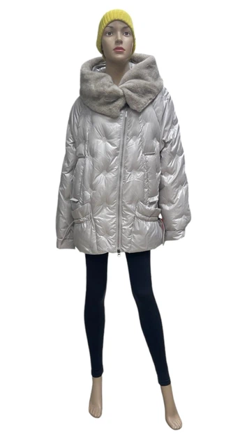 Куртка женская зимняя Mishele короткая стеганая с эко-мехом 25407-2 56 жемчужный от продавца ...