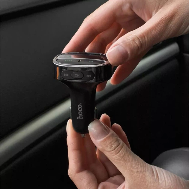 Автомобільний FM-трансмітер (модулятор) Hoco E70 30W Magic Night (Bluetooth 5.0/USB/TF) із ...