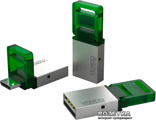 Флеш память USB Verico Hybrid Mini 8GB Green (1UDOV-RIGN83-NN) – фото ...