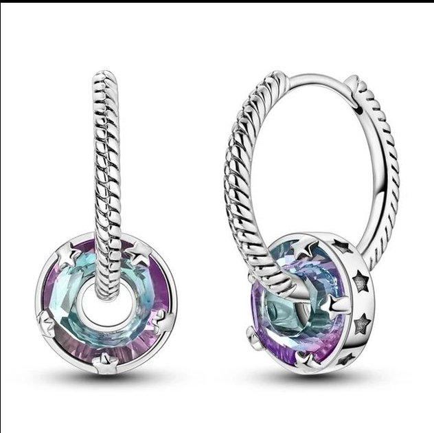 Серьги кольца серебро -премиум стиль Pandora трансформеры подвес шарм ...