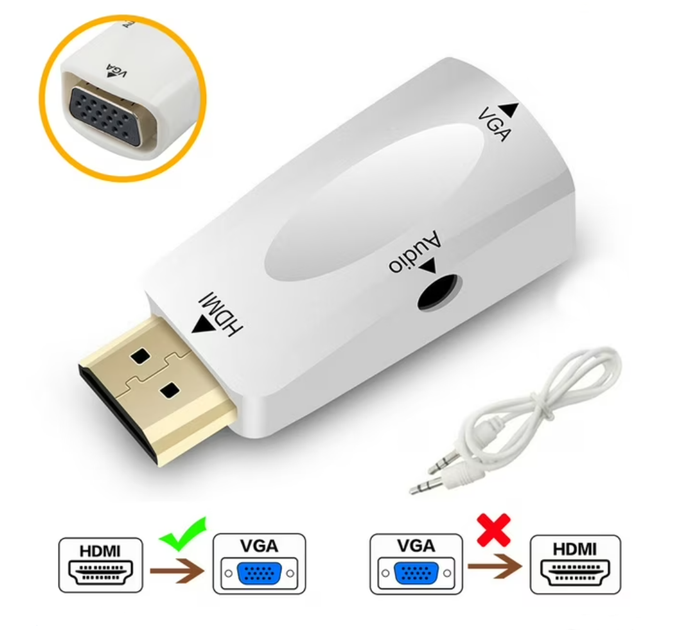Конвертер перехідник адаптер HDMI to VGA + Jack Audio 3.5мм White ...