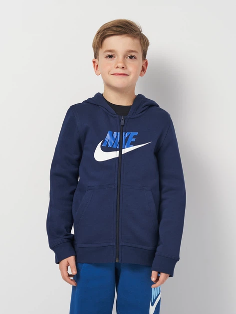 Подростковая теплая толстовка Nike B NSW CLUB+ FLC FZ HBR DX5083-410 140-150 см (196153463349 ...